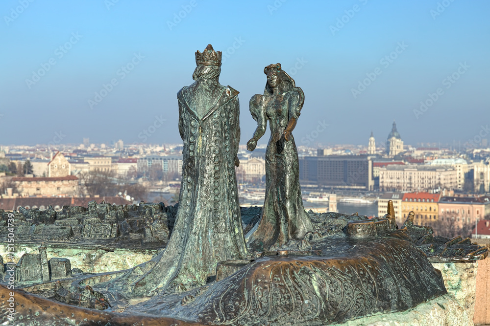 Sculpture of Prince Buda and Princess Pest in Budapest, Hungary Stock ...