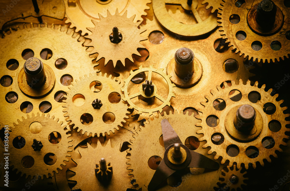Vintage gears and cogs from old mechanism macro shot Stock Photo ...