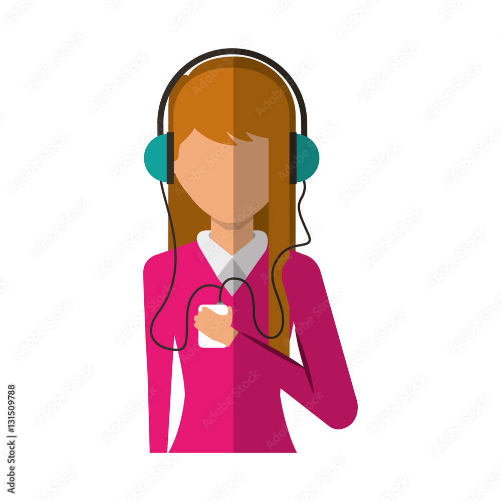 young woman avatar character with headphone vector illustration design ...