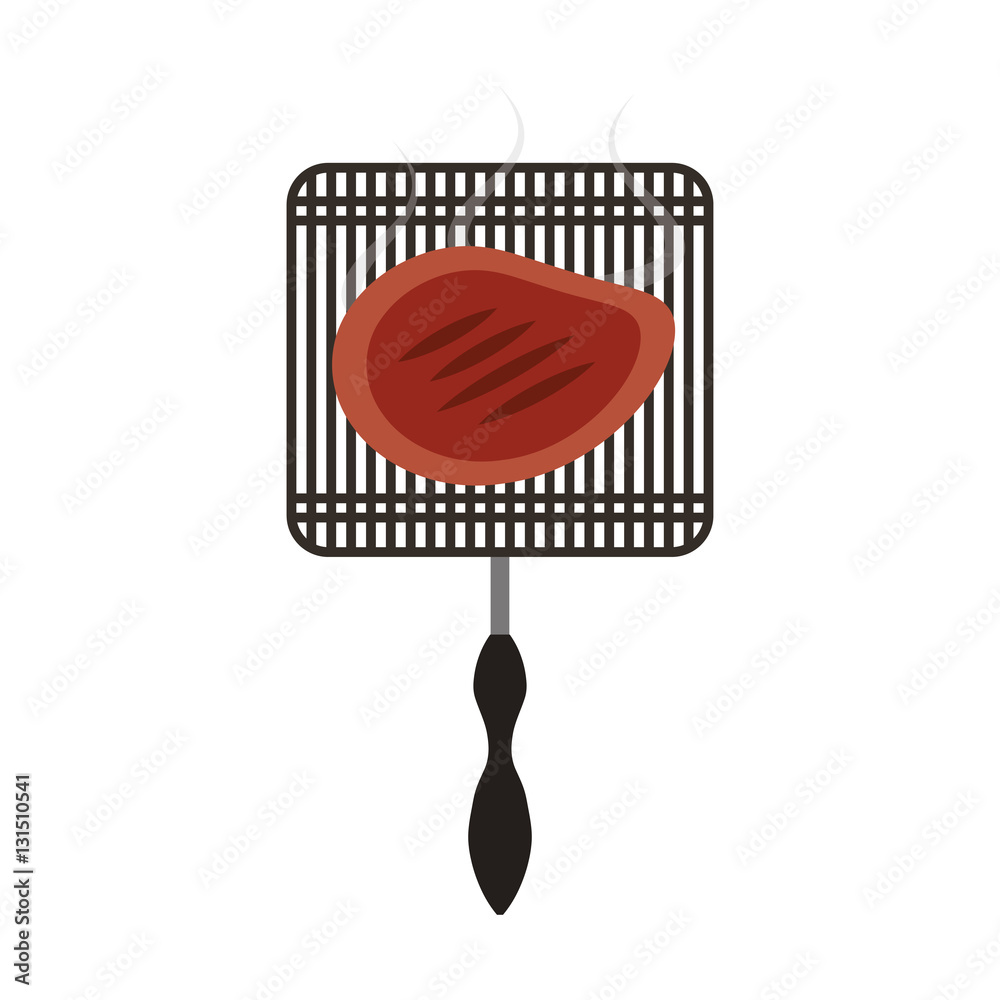 Roasting utensil with meat icon vector illustration design Stock Vector ...