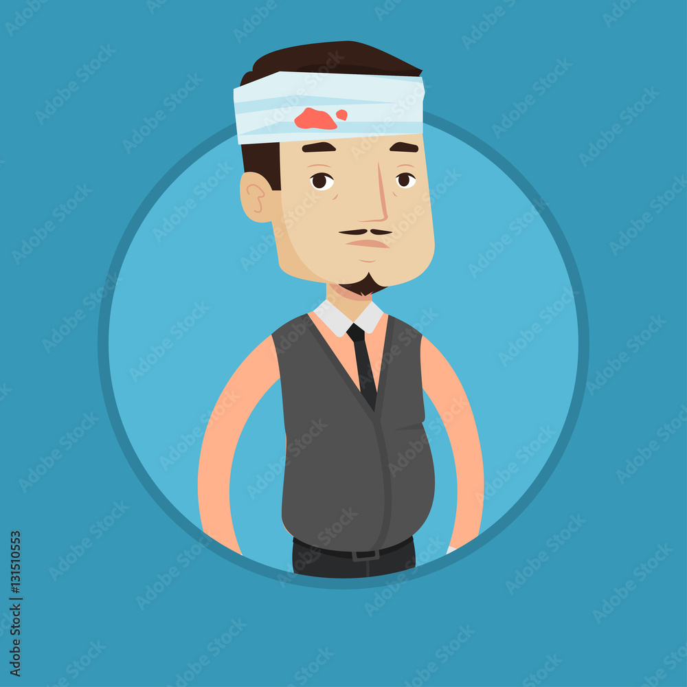 Man with injured head vector illustration. Stock Vector | Adobe Stock