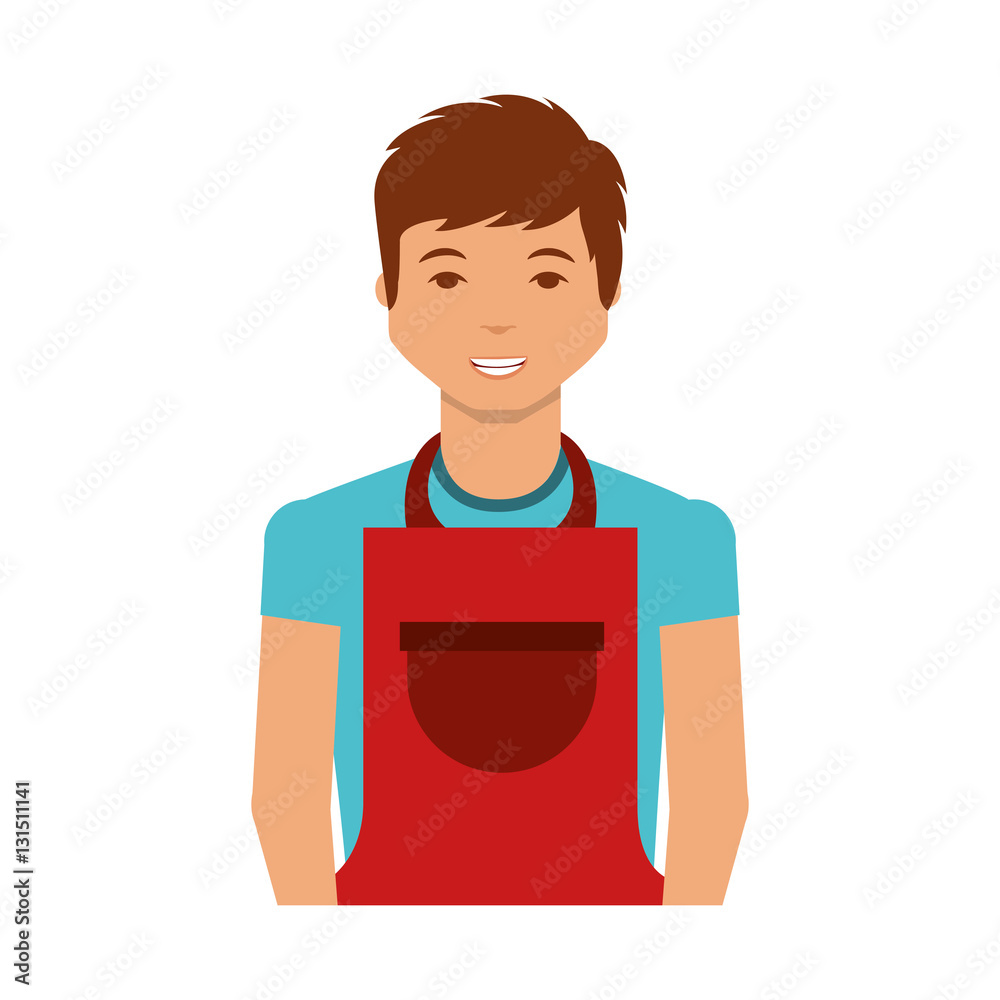 man with apron character vector illustration design Stock Vector ...
