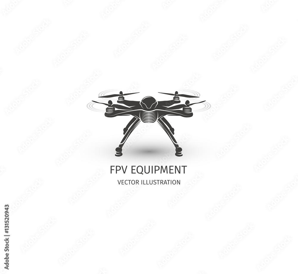 Isolated rc drone logo on white. UAV technology logotype. Unmanned ...