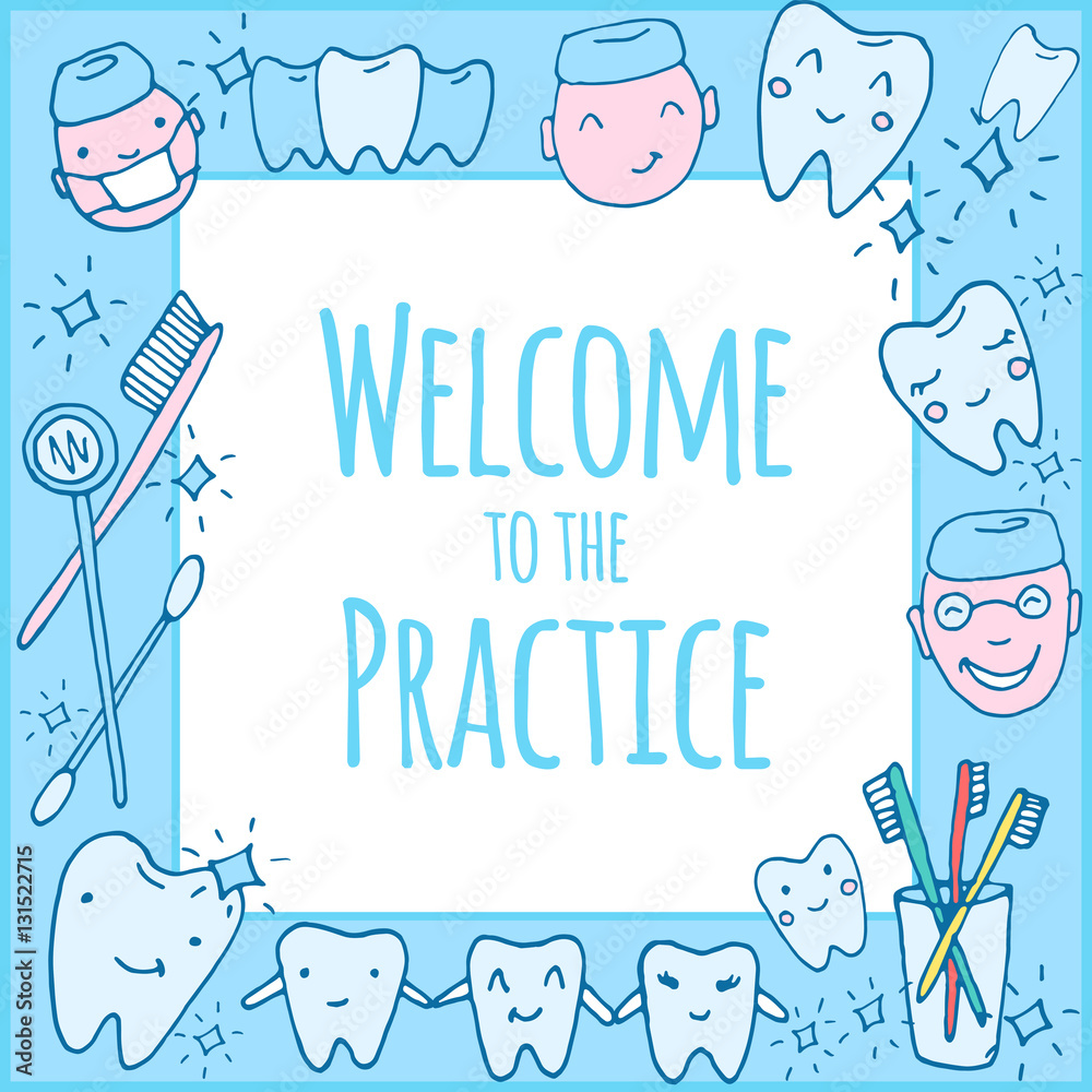 Welcome to the dental practice poster, template. Kawaii dentist ...