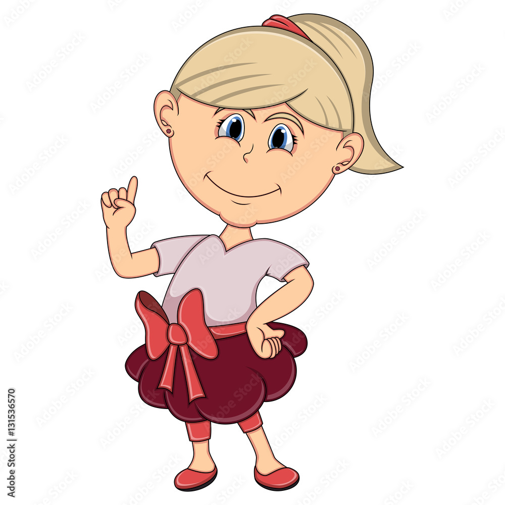Beautiful little girl pointing her finger cartoon Stock Vector | Adobe ...
