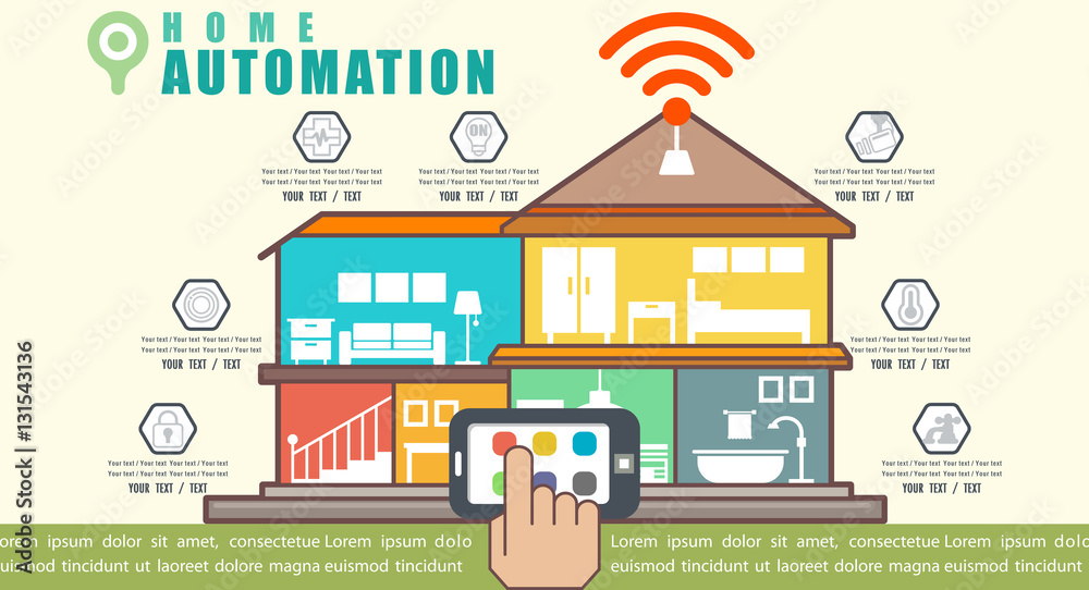 Infographic smart house technology system with cutaway diagram ...