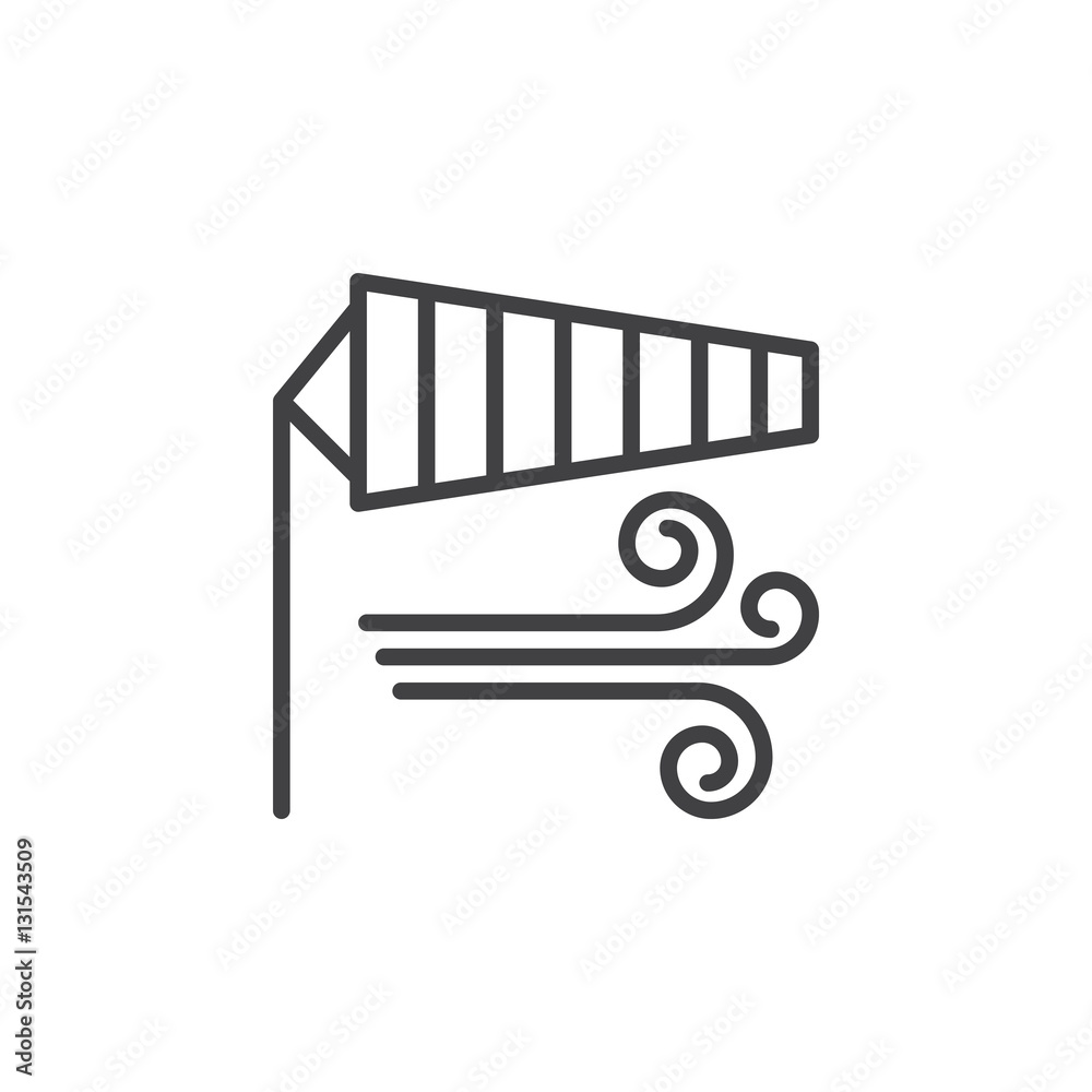 Windsock line icon, outline vector sign, linear pictogram isolated on ...