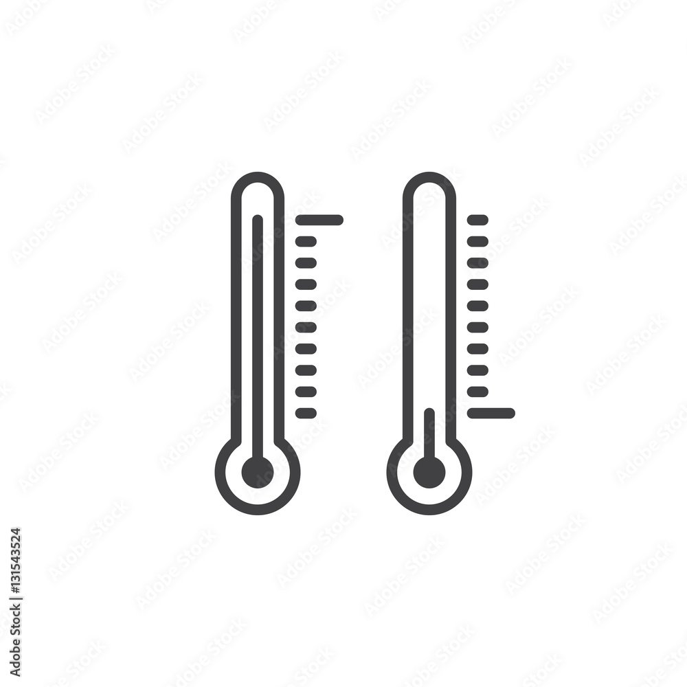 Thermometer line icon, outline vector sign, linear pictogram isolated ...