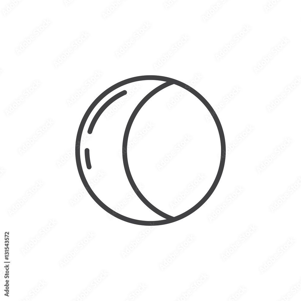 Half moon line icon, outline vector sign, linear pictogram isolated on ...