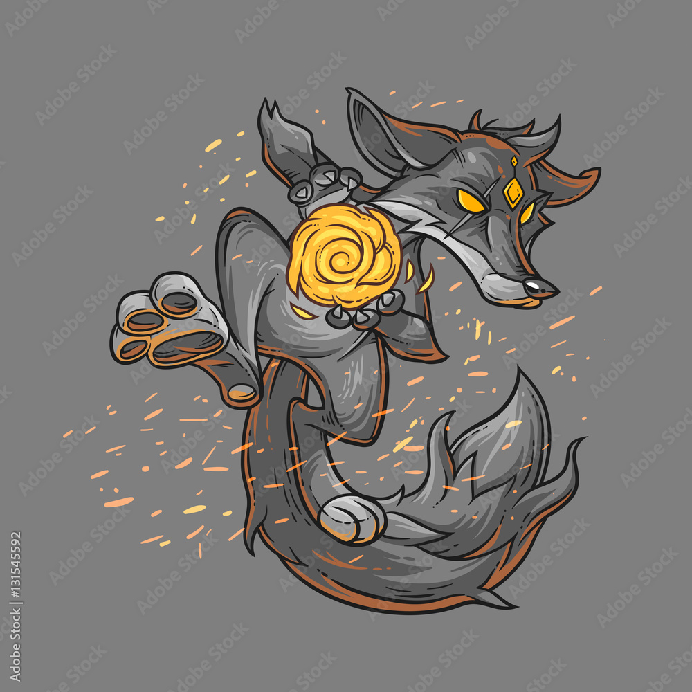 Vector illustration of a fire fox. Stock Vector | Adobe Stock
