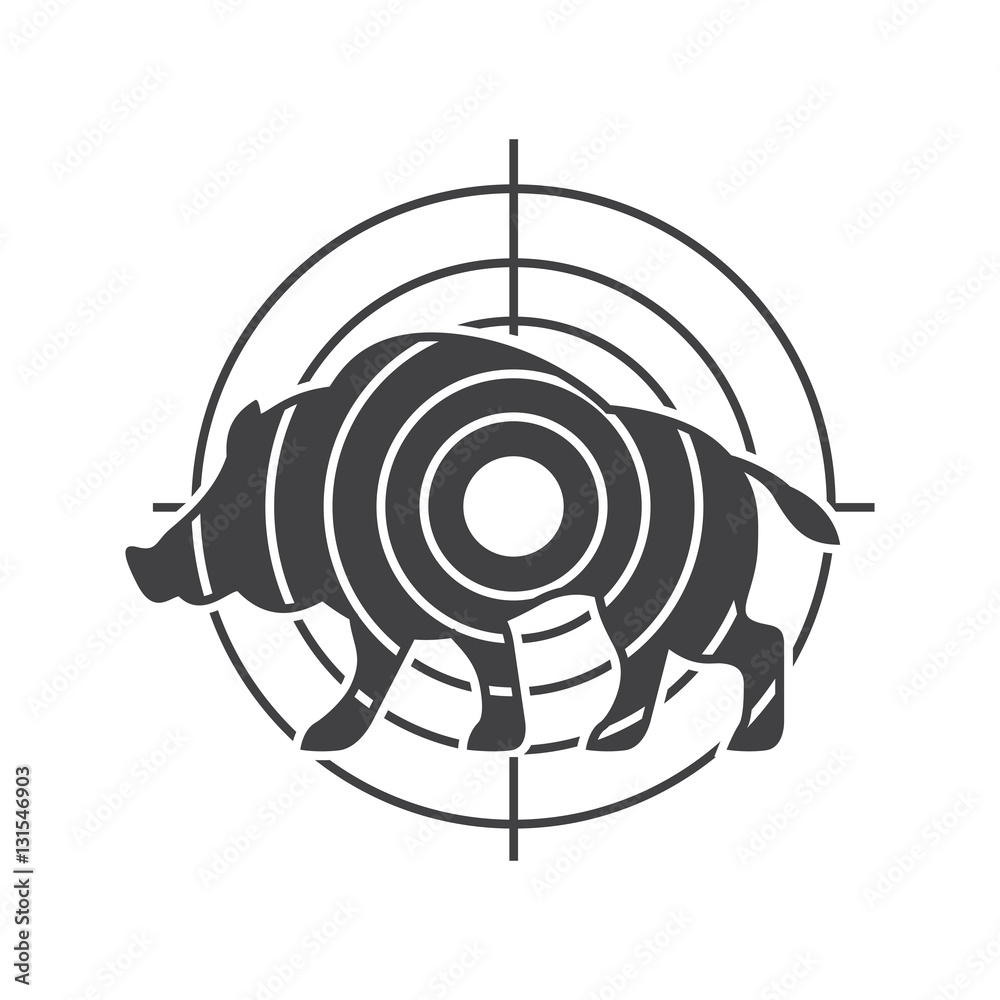 Hunting vector symbol with animal and aim. Boar hunting Stock Vector ...