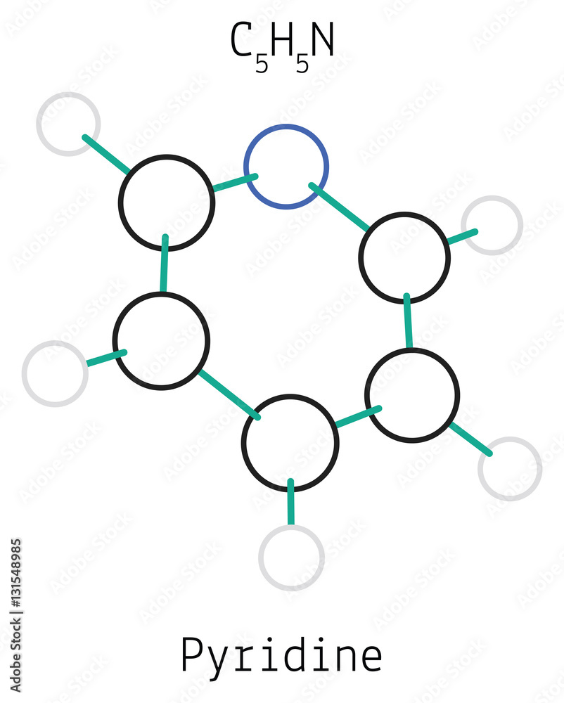 Pyridine C5H5N molecule vector de Stock | Adobe Stock