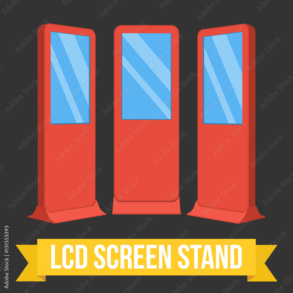 LCD Screen Floor Stand. Red Trade Show Booths with different angles ...