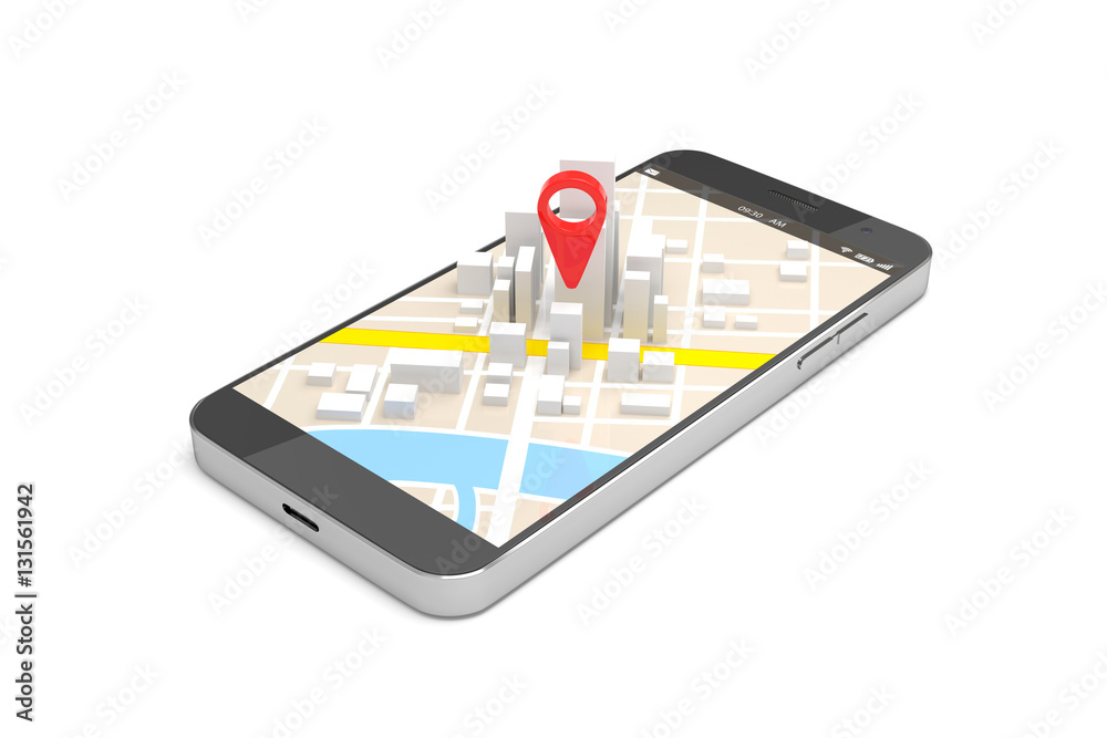 Mobile GPS navigation concept, Smartphone with city map application and ...