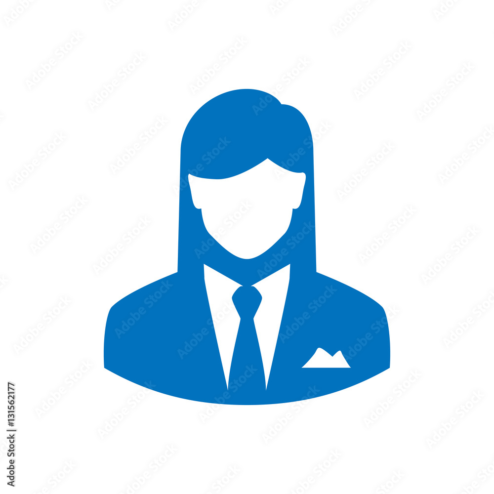 Icono plano silueta mujer de negocios azul en fondo blanco Stock Vector ...