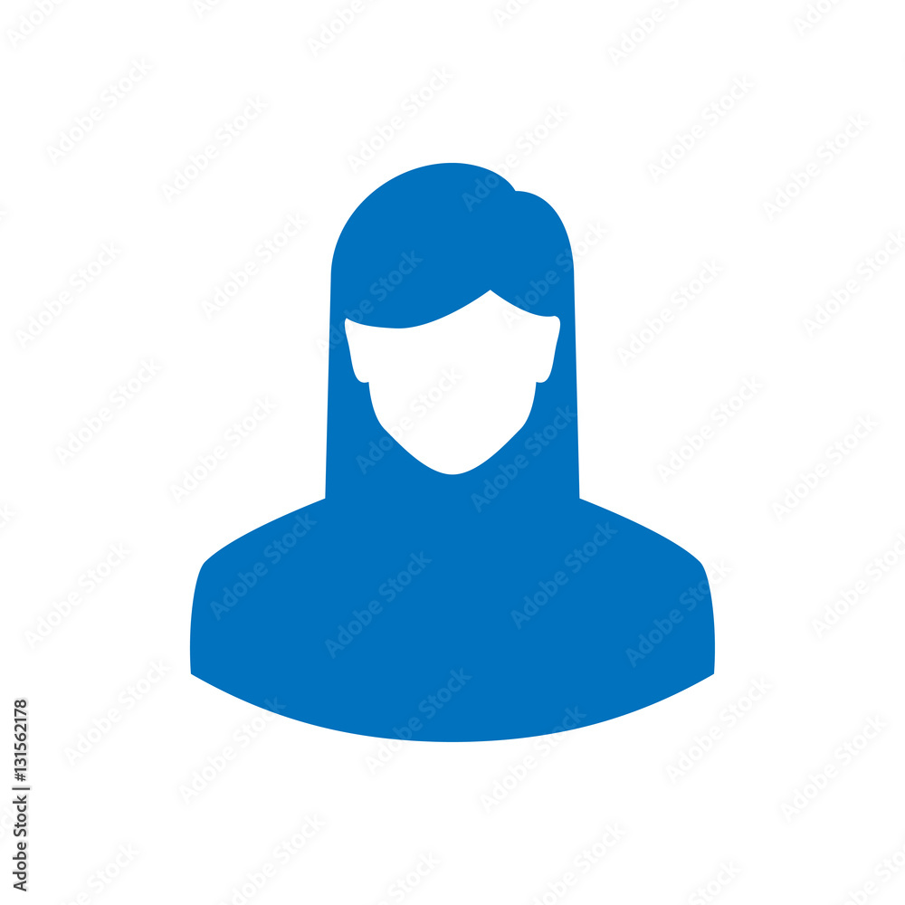 Icono plano silueta mujer azul en fondo blanco Stock Vector | Adobe Stock