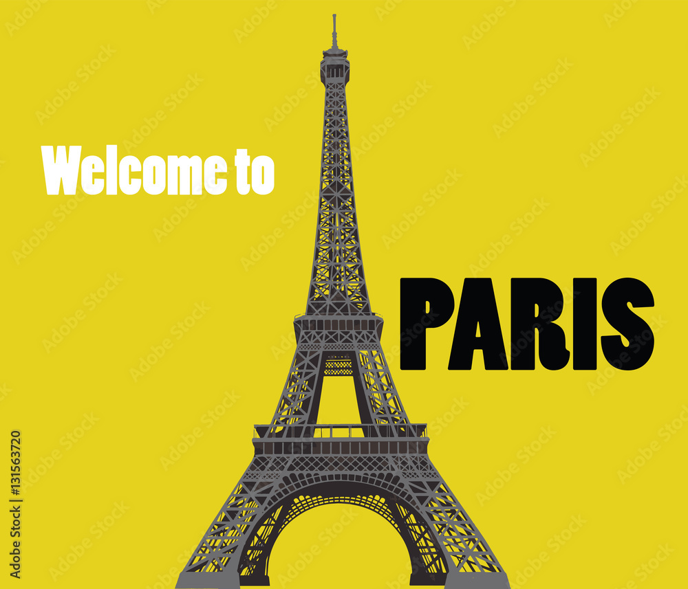 World Famous Eiffel Tower at paris vector poster graphics design Stock ...