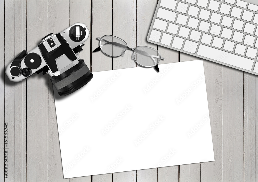 Office table top view Stock Illustration | Adobe Stock