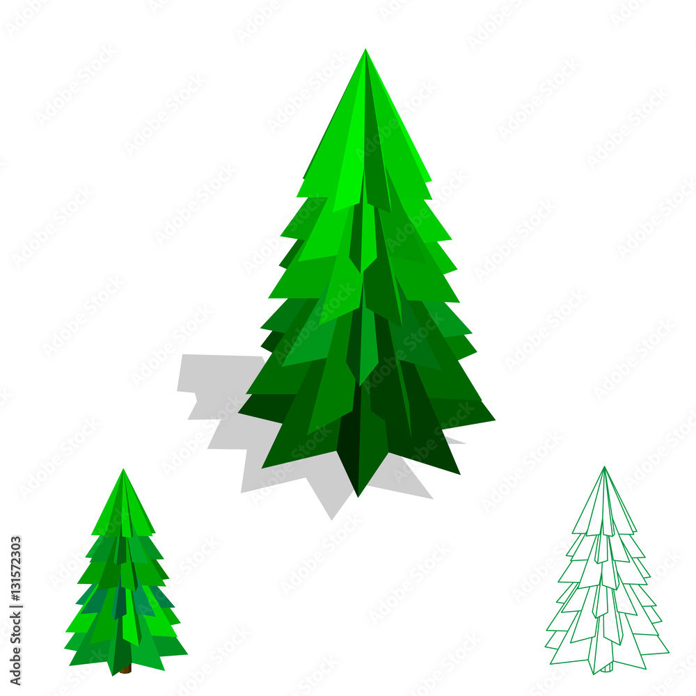 Spruce tree.Isolated on white background.3d Vector illustration. Stock ...