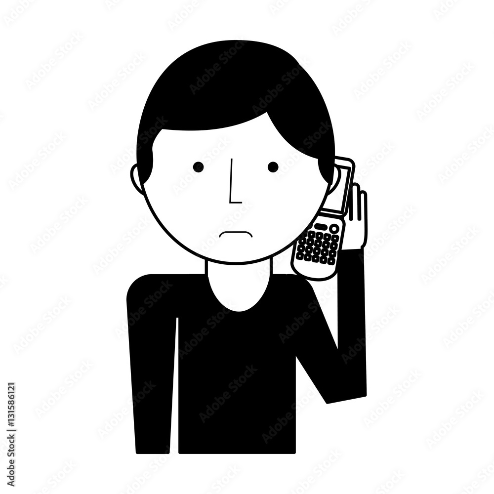man calling with cellphone character vector illustration design Stock ...