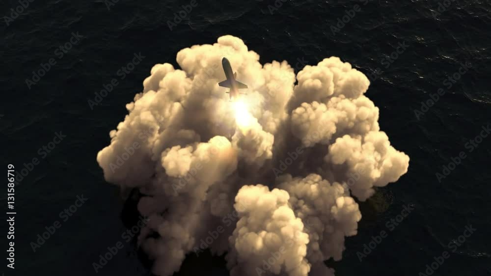 rocket takes off from the water Stock-Video | Adobe Stock