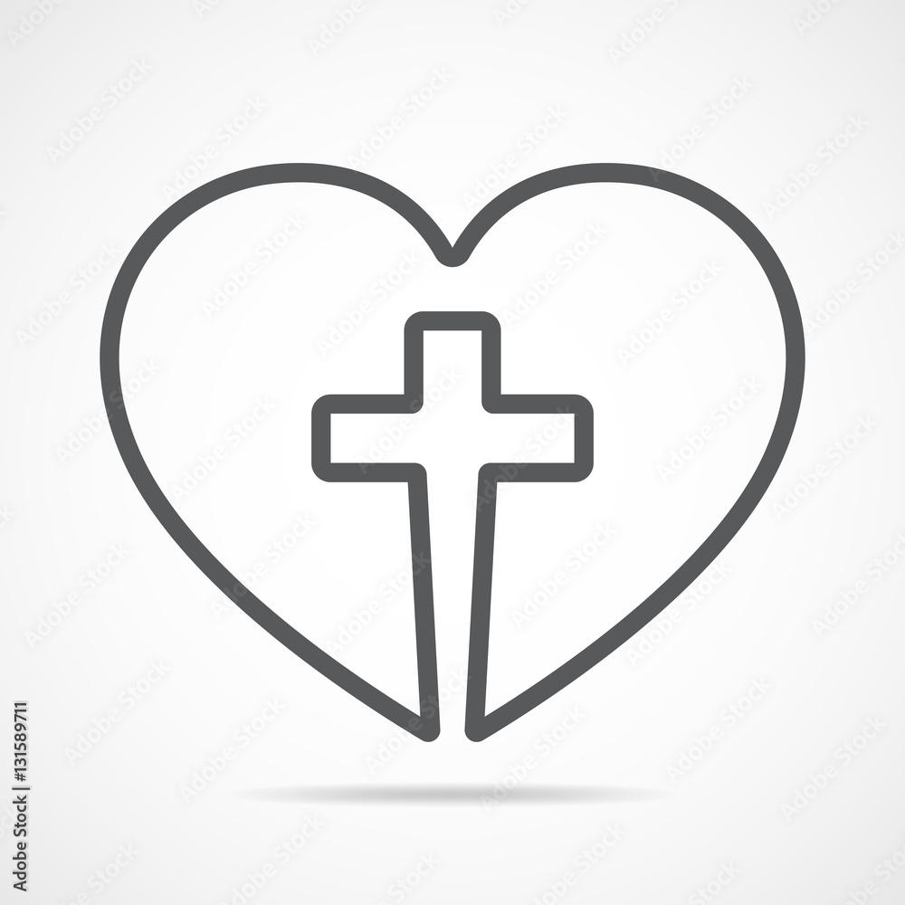 Heart with Christian cross inside. Vector illustration. Stock Vector ...