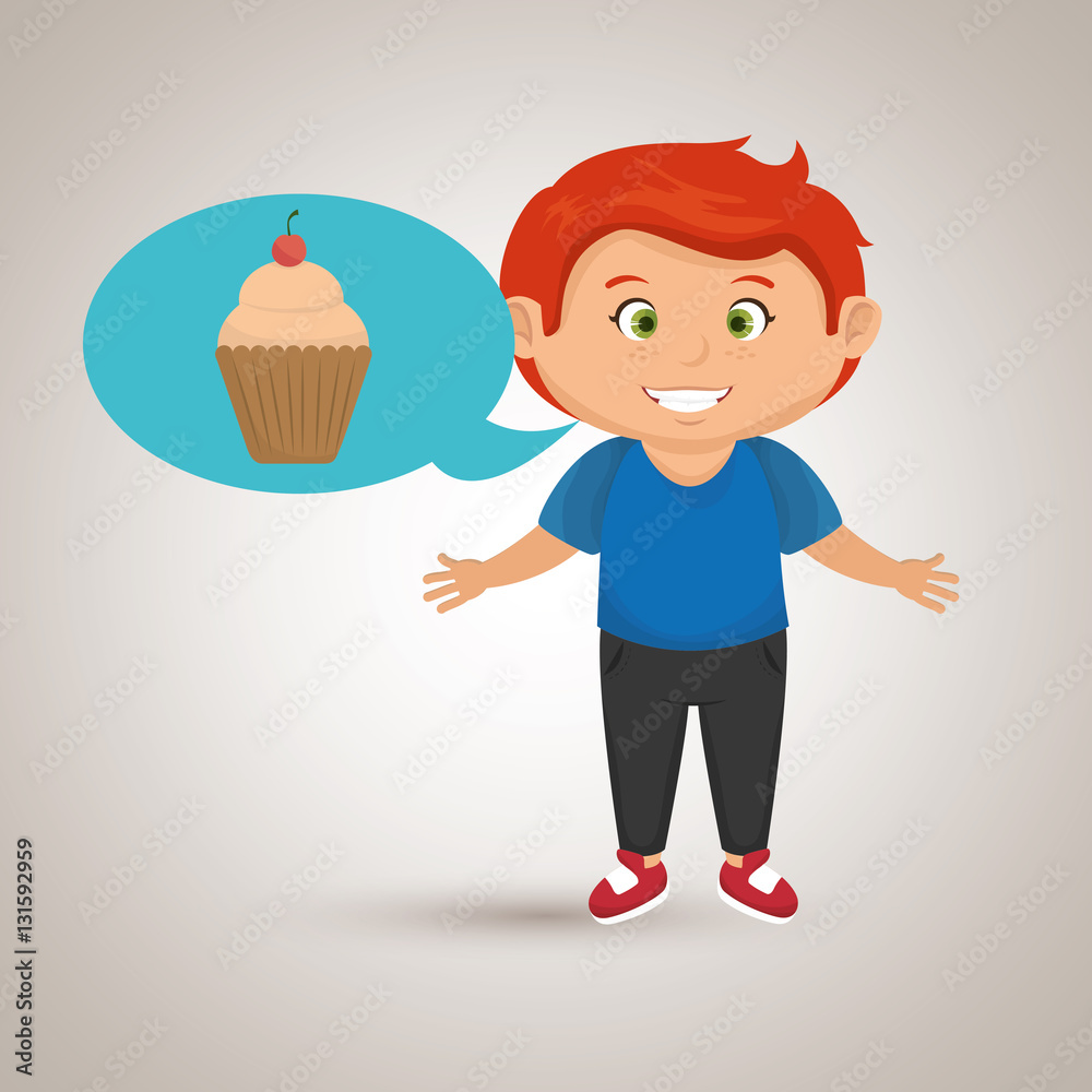 boy cartoon cup cake vector illustration eps 10 Stock Vector | Adobe Stock