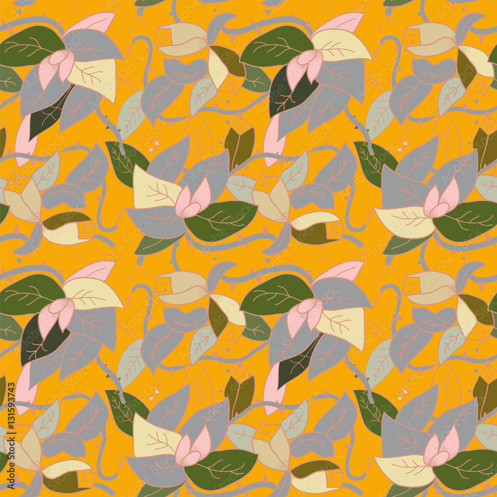 Seamless floral and thorn pattern Stock Vector | Adobe Stock