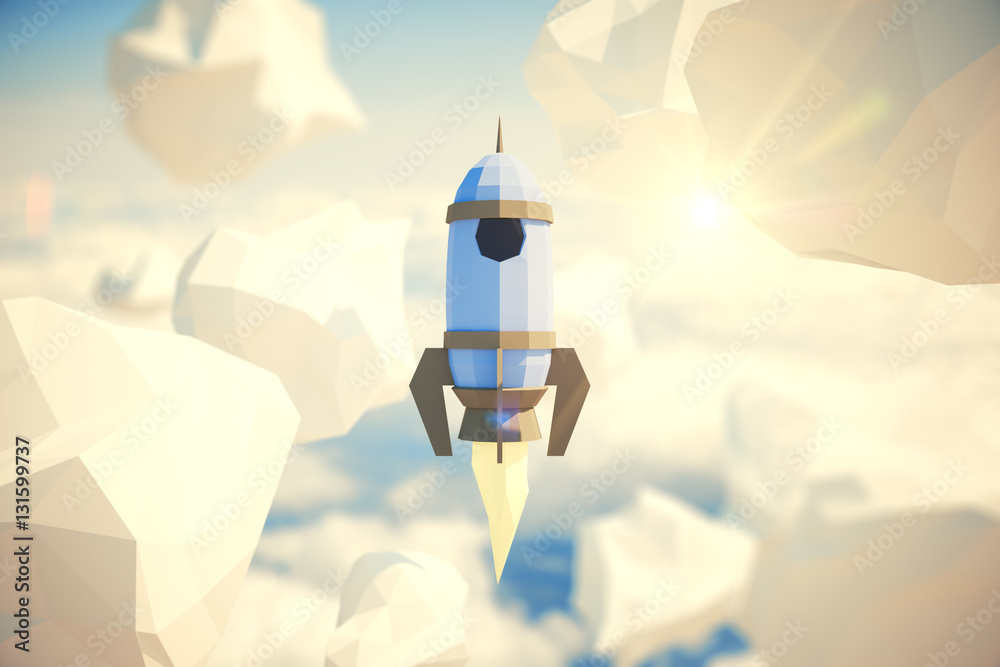 Polygonal rocket ship Stock Illustration | Adobe Stock