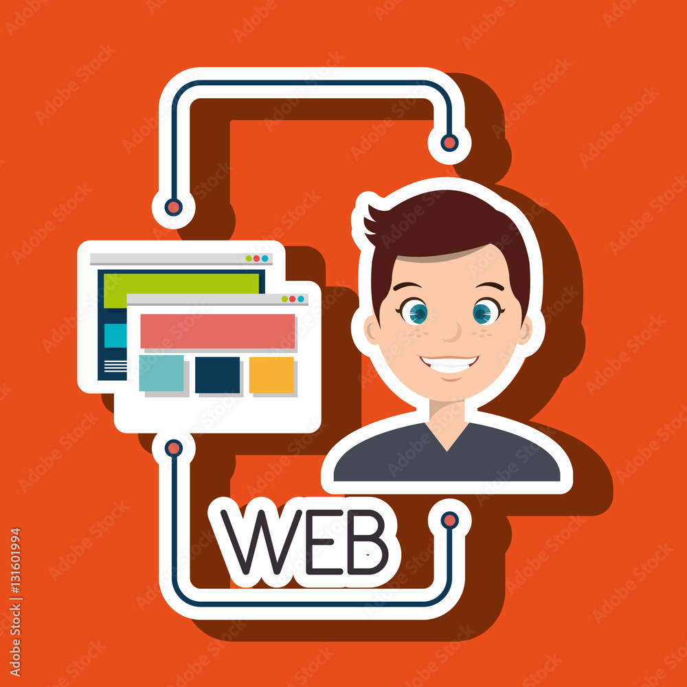 man cartoon web page vector illustration eps 10 Stock Vector | Adobe Stock