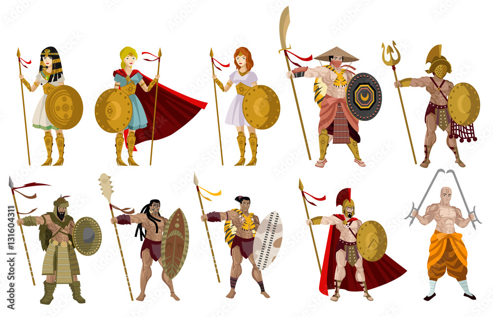 ancient past history fighters warriors Stock Vector | Adobe Stock