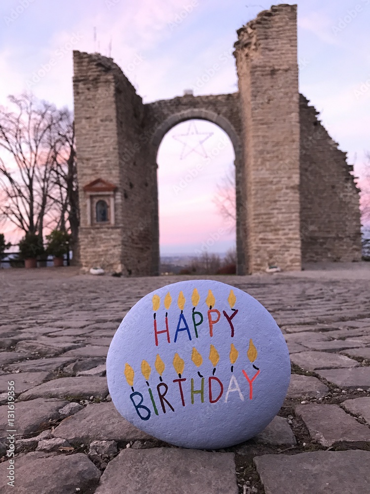 Happy Birthday message on a stone Stock Photo | Adobe Stock
