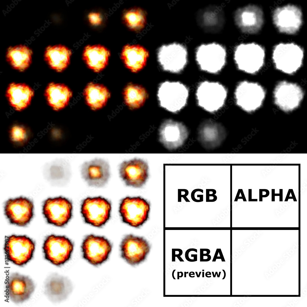Explosion - tiled animation sprite sheet 16 frames with alpha channel ...