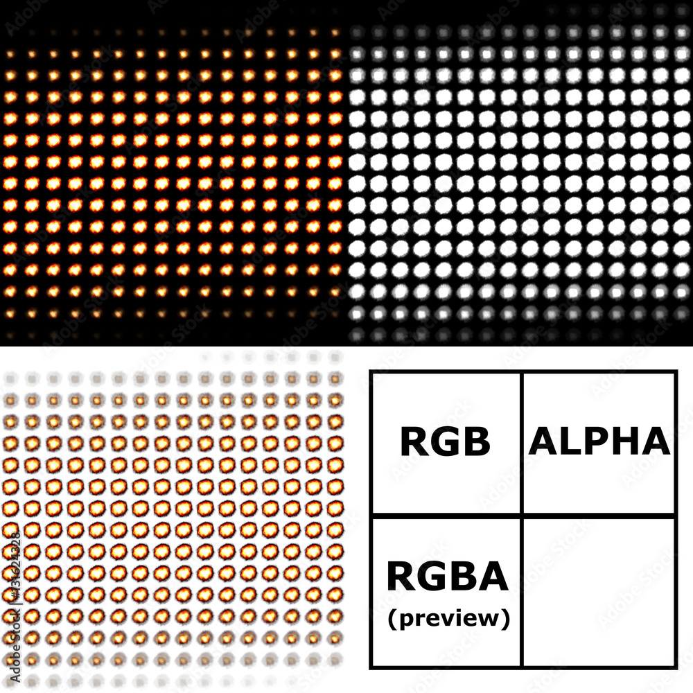 Explosion - tiled animation sprite sheet 256 frames with alpha channel ...