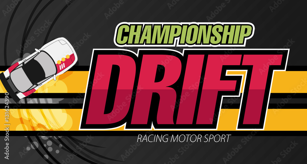 Top view of a drifting cars. Drift banner for web or print. Flat Stock ...