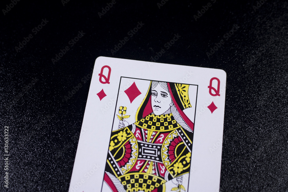 queen poker card on dark black background Stock Photo | Adobe Stock