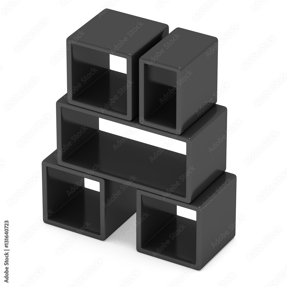 Product display black boxes. 3D render isolated on white. Platform or ...
