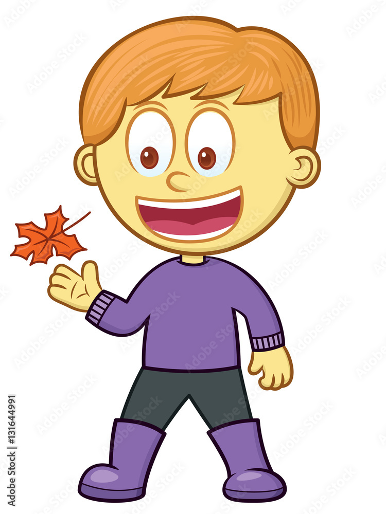 Boy in Autumn Clothes Cartoon Stock Vector | Adobe Stock