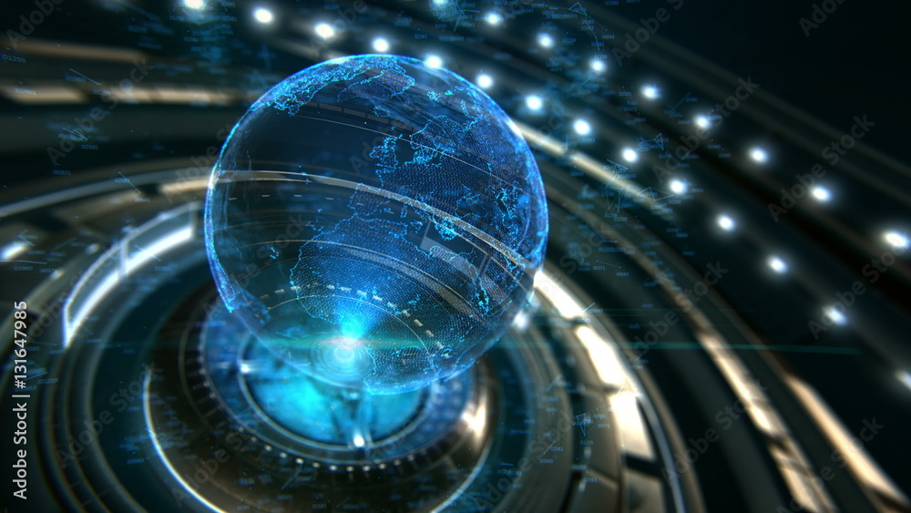 Digitally connected earth concept. 3d illustration Stock Illustration ...
