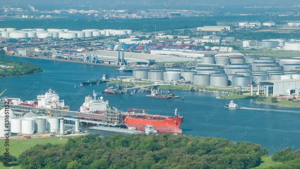 Houston TX Energy Production with Refineries against the Ship Channel ...