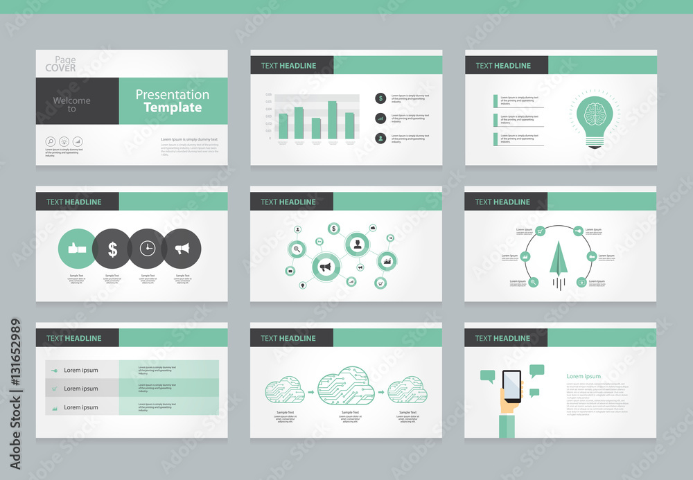 Page layout design template for business presentation page with page ...