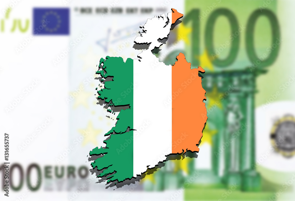 close up on Ireland map on Euro money background Stock Photo | Adobe Stock