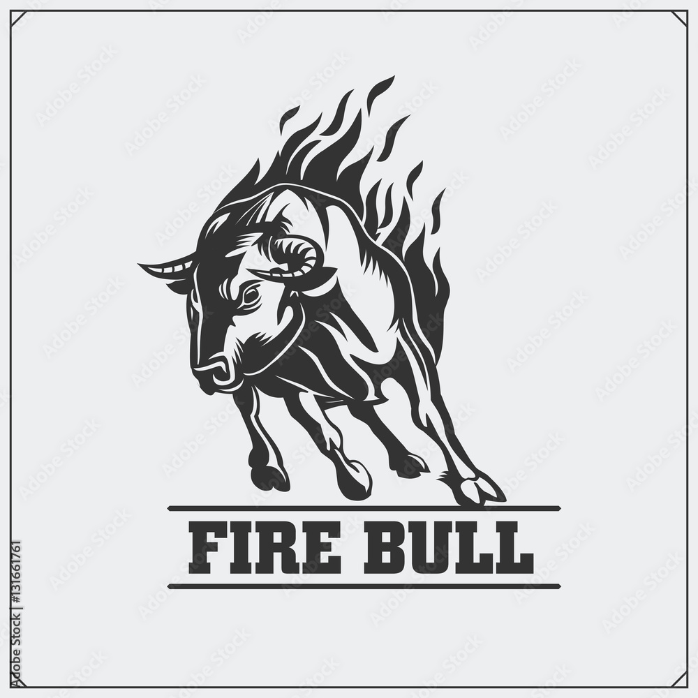 Raging bull. Vector emblem, label and badge. Stock Vector | Adobe Stock