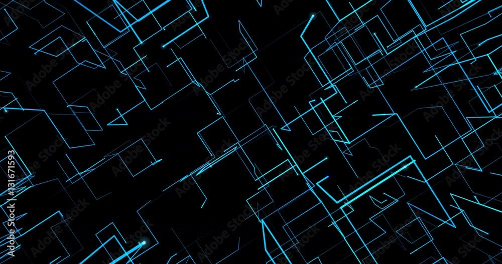 Vidéo Stock Animated abstract real-time created blue grid in black ...