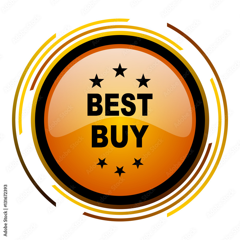 Best buy sign vector icon. Modern design round orange button isolated ...