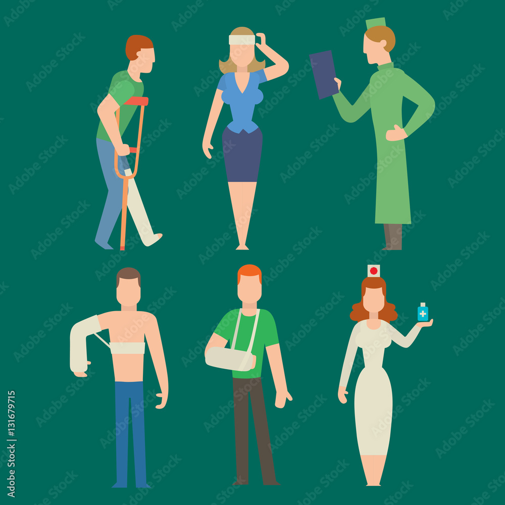 Trauma accident and human body safety vector people silhouette Stock ...