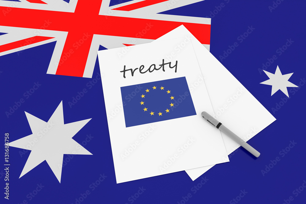 Australian Politics: EU Treaty Note With Pen On Australia Flag, 3d ...