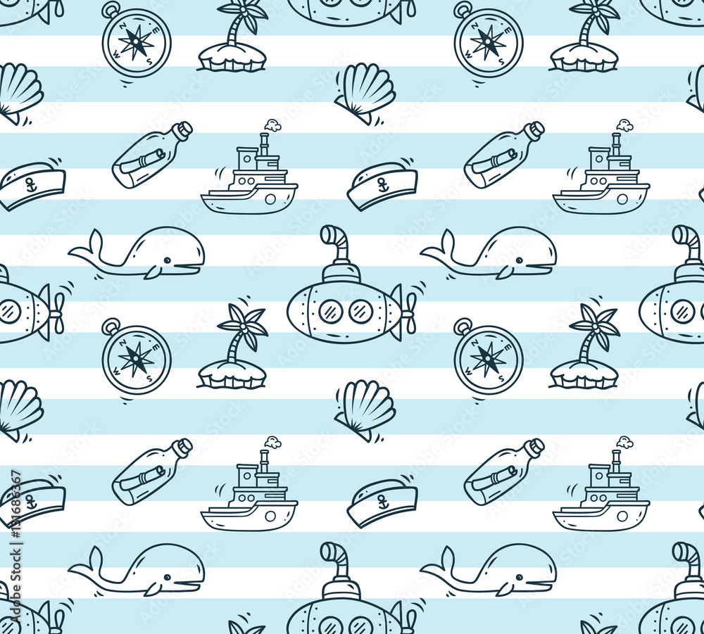 cartoon nautical background Stock-Vektorgrafik | Adobe Stock