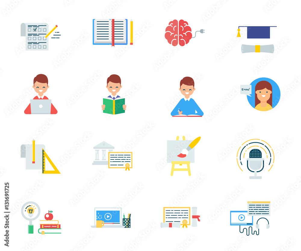 Education and e-learning vector icons set Stock Vector | Adobe Stock