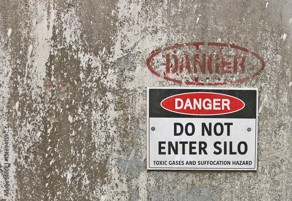 red, black and white Danger, Do Not Enter Silo warning sign Stock Photo ...